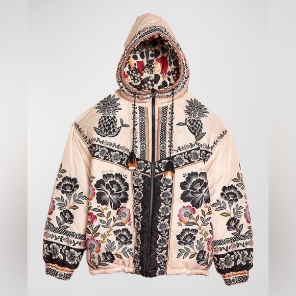 FARM Rio | Jackets & Coats | Farm Rio Romantic Garden Puffer Jacket ...